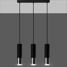 Sollux SL.0942 - Lustr na lanku LOOPEZ 3xGU10/10W/230V černá/chrom
