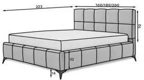 Čalouněná postel MIST - Velvetmat 38 - 180x200cm