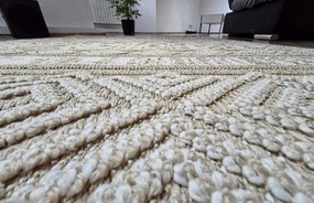 HU Béžový pruhovaný koberec Boho 881-B Rozměr: 60x100 cm