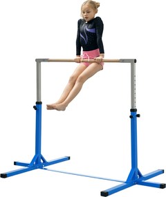 HOMCOM Gymnastická hrazda, 13stupňově výškově nastavitelná hrazda, hrazda z dřeva & stabilní ocelová konstrukce do 75 kg, pro děti 3+, do interiéru i…