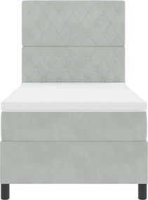 Postel s boxspringem s matrací Světle šedá 100 x 200 cm samet 3339746