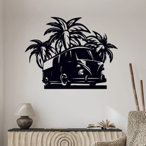dřevo života Dřevěná dekorace na zeď HOLIDAY CAR Zvolte rozměr (cm): 60x45, Zvolte barvu dekoru: Černá