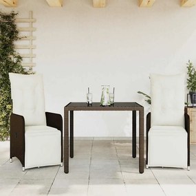 3dílný zahradní bistro set s poduškami hnědý polyratan 3277187