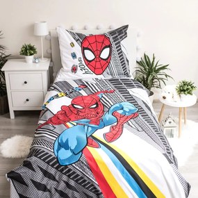 Šedé dětské bavlněné povlečení Jerry Fabrics Spiderman, 140 x 200 cm