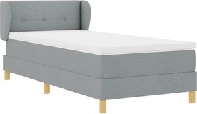 Postel s boxspringem s čelo Světle šedá 90 x 200 cm textil 3340192