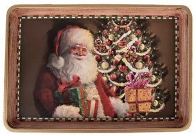 Hnědý plastový vánoční podnos Santa - 31*22*2 cm