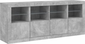 Příborník s LED osvětlením betonově šedý 163 x 37 x 67 cm 3209075