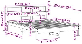 Postel s knihovnou bez matrace bílá 120x200 cm masivní borovice