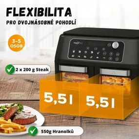 GourmetMaxx Dvojitá horkovzdušná fritéza MaxxMee DUAL 05535