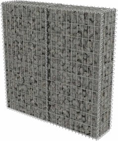 Gabionová zeď s kryty z pozinkované oceli 100 x 20 x 100 cm 143578