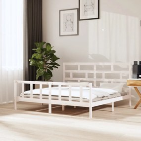 Rám postele bílý masivní borovice 180 x 200 cm Super King,  3101364 HangarStore.cz