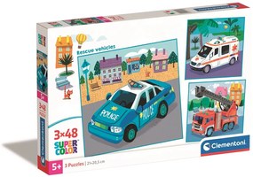Clementoni - Puzzle 3x48 Záchranářská vozidla