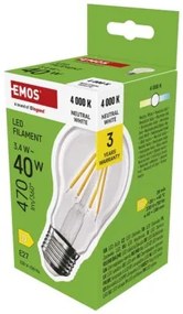 Emos lighting LED žárovka Filament A60 / E27 / 3,4 W (40 W) / 470 lm / neutrální bílá 1525733497