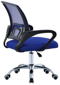 Autronic Kancelářská židle, potah modrá látka MESH a síťovina MESH, výškově nastavitelná, kovový chromovaný kříž