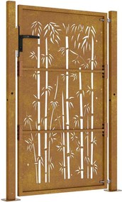 Zahradní branka 100 x 125 cm corten ocel bambusový design 153186
