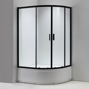 BPS-koupelny Asymetrický sprchový kout MAJA BL R 115x85 cm pravý, černá/transparent v setu s hlubokou sprchovou vaničkou