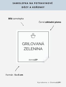 Samolepka na kořenky GRILOVANÁ ZELENINA průhledná  5 × 5 cm základní písmo