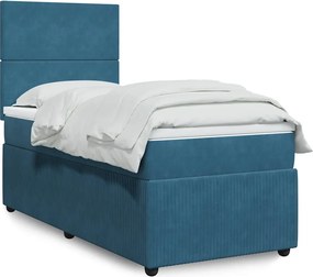 Box spring postel s matrací modrá 90 x 200 cm samet 3294536