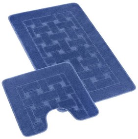 Bellatex Sada koupelnových předložek Bany s výkrojem Obdélník modrá, 60 x 100, 60 x 50 cm