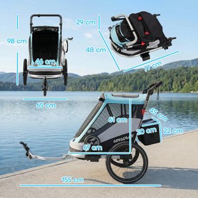 AIYAPLAY skládací dětský vozík 2 v 1 — cyklovozík a kočárek s 5bodovým pásem, odrazkami, koly 40,6 cm (16"), brzdou a úložným prostorem — pro děti od…