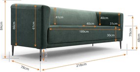 IDZ Pohovka DOLTONE III, 218 cm Barva látky: Černá (Vena 20)