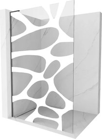 Mexen Kioto L, sprchová zástěna Walk-In 80 x 200 cm, 8mm čiré sklo bílý vzor, ​​grafitový profil, 800-080-103-66-97