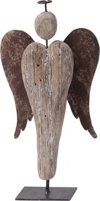 Dřevěná dekorace anděl na podstavci - 11*4*21 cm