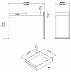 Psací stůl Felix White, bílý lesk