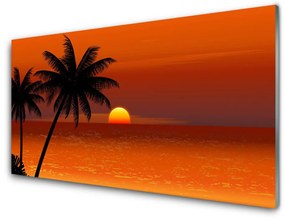 Obraz na skle Palma Moře Slunce Krajina 140x70 cm