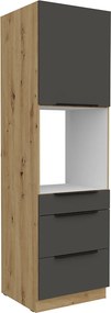 ARIA pa | vysoká skříňka 60 DPS-210 3S1F na vestavnou troubu | PREMIUM BOX | 60 cm | ANTI FINGERPRINT povrch | artisan/šedá grafit