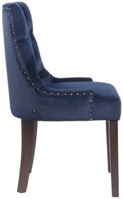 Jídelní židle Mossley - samet - tmavé nohy | modrá
