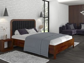 Zvýšená postel s čalouněným čelem - Modena - borovice,   , Borovice přírodní, 120x200 cm