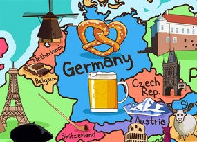 Malvis ® Dětský obraz Mapa Evropy Velikost: 150x70 cm