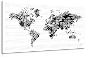 Obraz hudební mapa světa v inverzní podobě - 60x40 cm