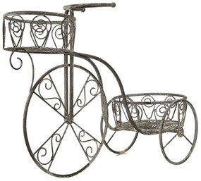 Šedý antik stojan na květiny ve tvaru kola Violin - 60*26*46 cm