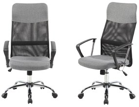 modernHOME Otočná kancelářská židle, chromové nohy, vysoký opěrák, šedá barva