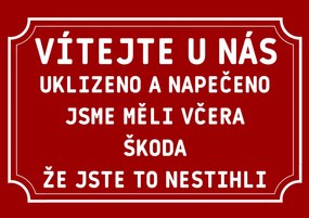 Plechová cedulka Vítejte u nás