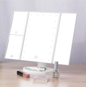 Kosmetické zrcátko Světelné zrcátko E280 včetně 21 LED diod - možnost volby barvy3 strany pro optimální výhled