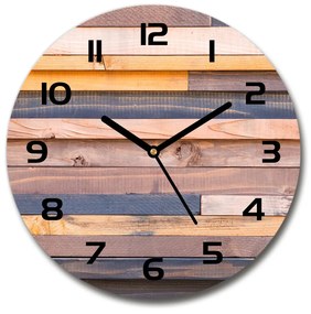 Wallmuralia Skleněné hodiny na stěnu Dřevěná stěna fi 30 cm