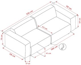 Béžová, Trojmístná pohovka Rowico Home WILLARD, 236 cm