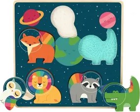 Vilac Vkládací puzzle Zvířecí astronauti / od 18 měsíců