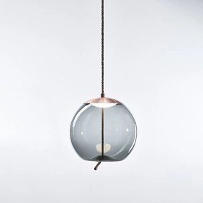 Designové skleněné svítidlo Knot Sfera Dekor: Kouřové sklo / Měděný reflektor, Průměr: 300 mm