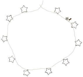 IB LAURSEN Vánoční zinkový řetěz Stars Zinc 140 cm, šedá barva, stříbrná barva, kov