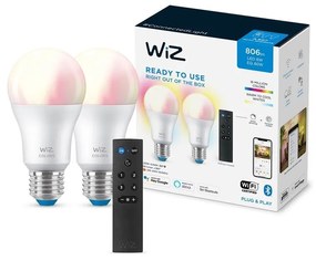 SADA 2x LED RGBW Stmívatelná žárovka A60 E27/8,5W/230V 2200-6500K Wi-Fi+DO - WiZ