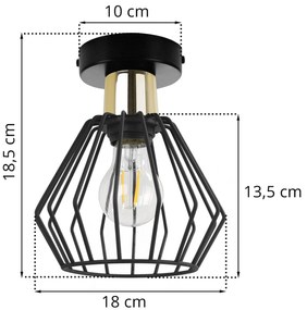 Stropní svítidlo NUVOLA 5, 1x černé drátěné stínítko, G