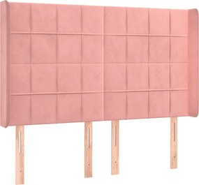 Box spring postel s matrací a LED růžová 140x200 cm samet 3139570