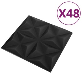 3D nástěnné panely 48 ks 50 x 50 cm origami černé 12 m²,  150918