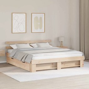 Rám postele s čelo Hnědá 180 x 200 cm Masivní borové dřevo 3382265