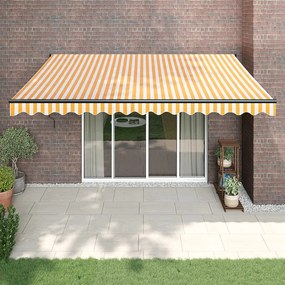 vidaXL Zatahovací markýza antracitová a bílá 4,5 x 3 m textil a hliník [3215701] Barva: žlutá a bílá (antracitový rám)