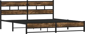 Kovový rám postele bez matrace kouřový dub 193 x 203 cm 3308488
